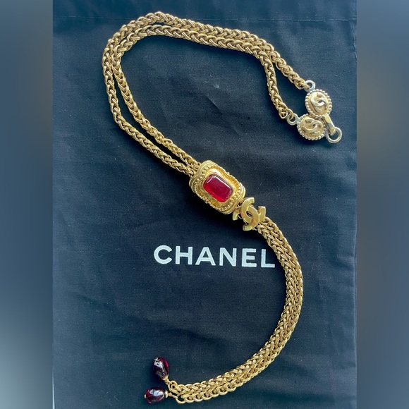 CHANEL | Jewelry | Chanel Vintage Gold Rope Lavaliere W Cabochon ...